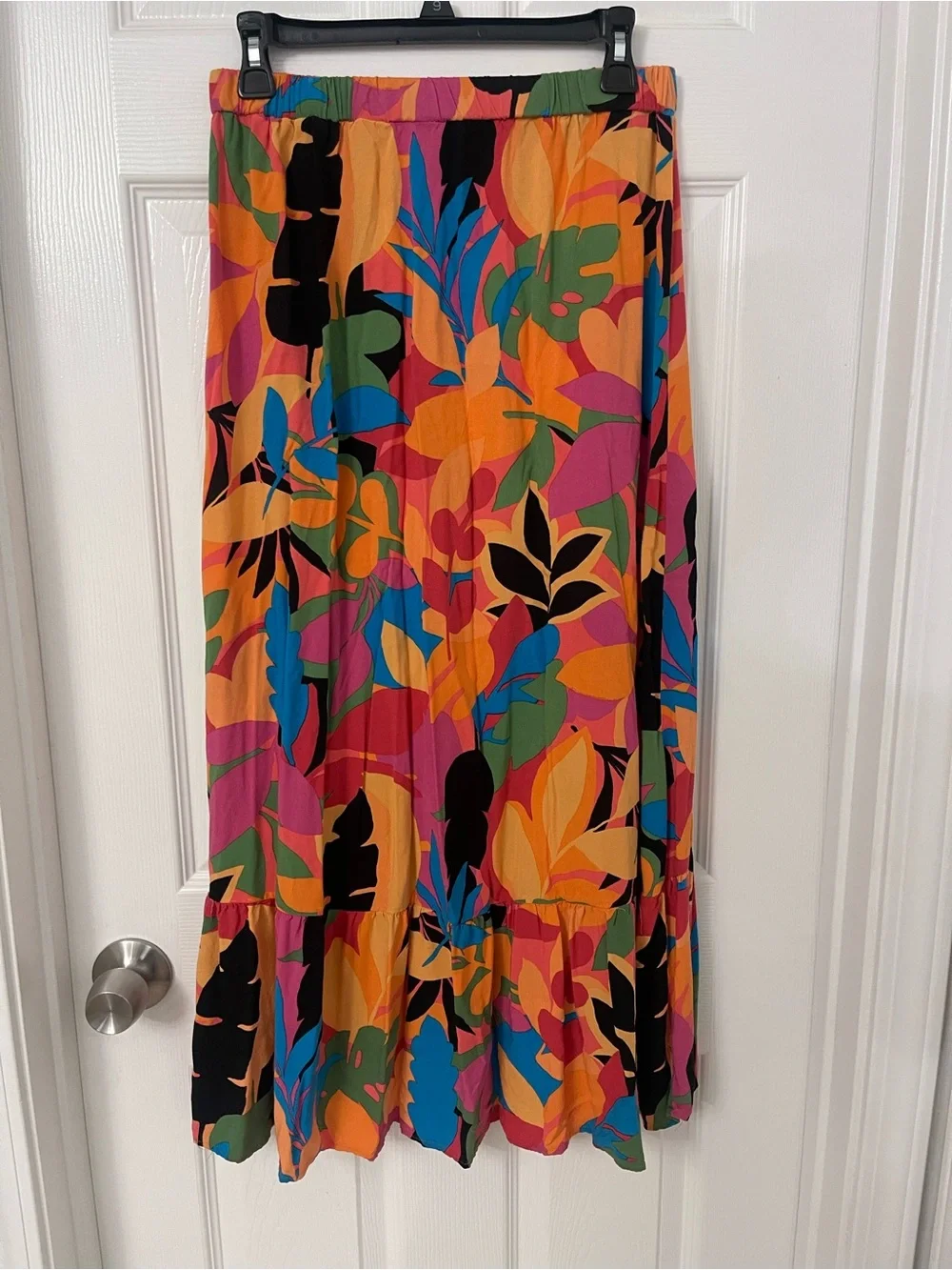 indigo Rose | Skirts | Tropical Print Maxi Skirt In Orange Pink Green ...